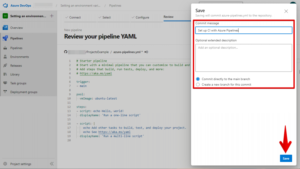 How do I set environment variables in Azure pipeline ...
