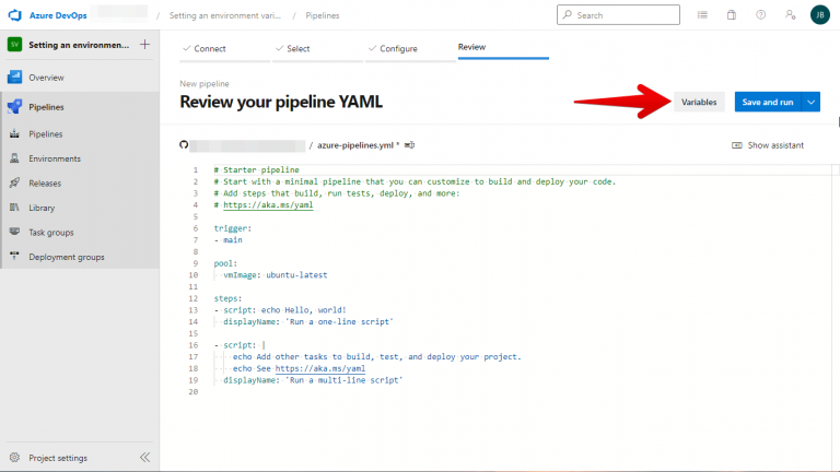 How do I set environment variables in Azure pipeline ...