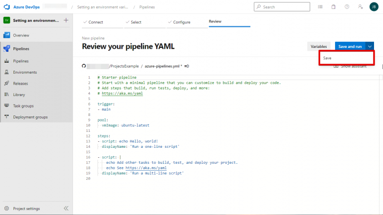 How do I set environment variables in Azure pipeline ...