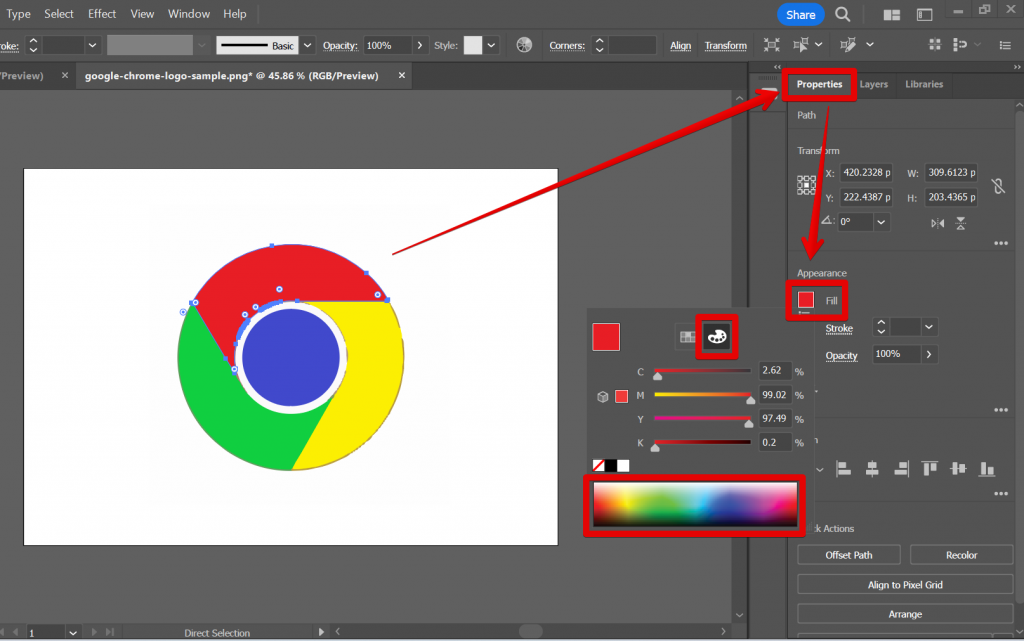 How do I change the color of an image in Illustrator ...