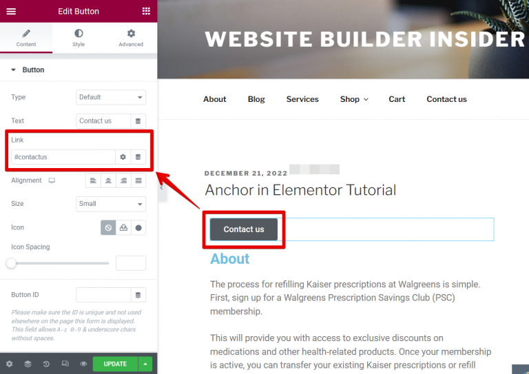 How do I link to an anchor in an Elementor? - WebsiteBuilderInsider.com
