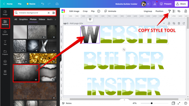 How Do You Make Metallic Letters in Canva? - WebsiteBuilderInsider.com