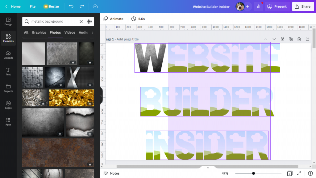 How Do You Make Metallic Letters in Canva? - WebsiteBuilderInsider.com