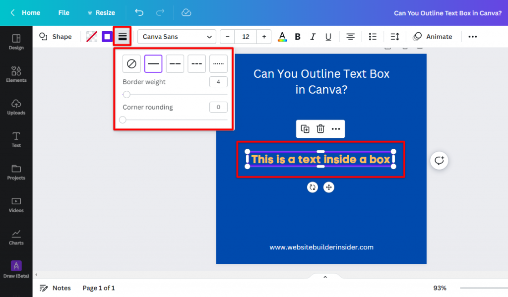 Can You Outline Text Box in Canva? - WebsiteBuilderInsider.com