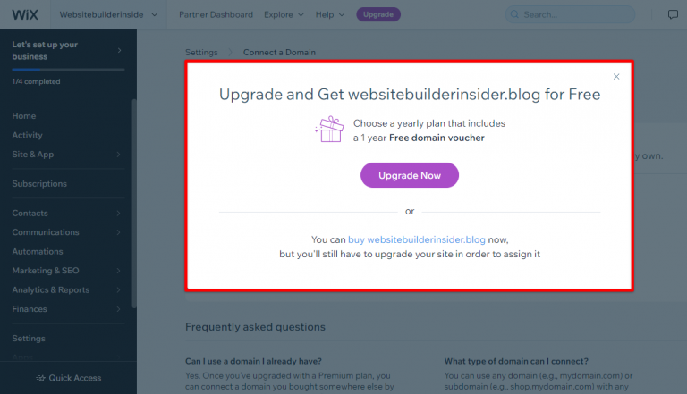 Can I Connect My Wix Site to My Own Domain for Free? - WebsiteBuilderInsider.com